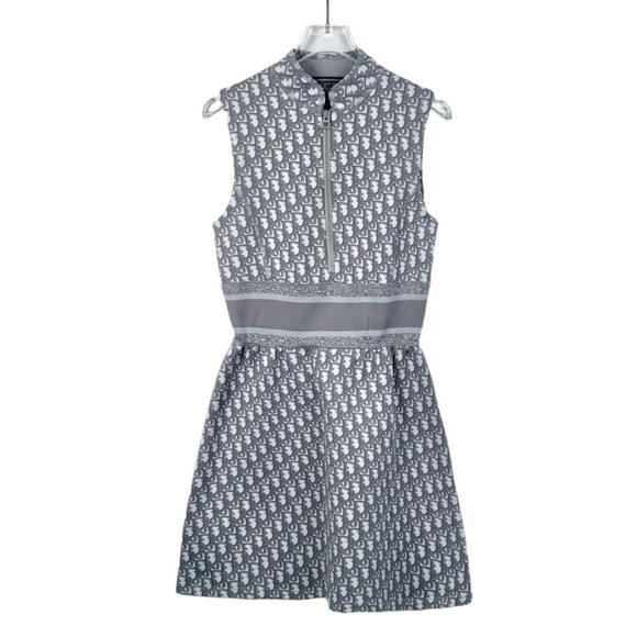 Dior | Dresses | Christian Dior Gray Monogram Print Halfzip Aline ...